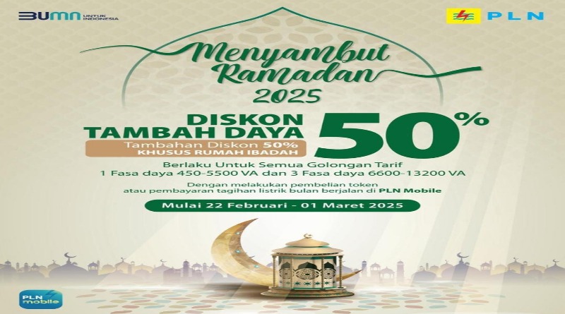 Sambut Ramadhan, PLN Berikan Diskon Tambah Daya 50 Persen Khusus Rumah Ibadah – Kabar Today
